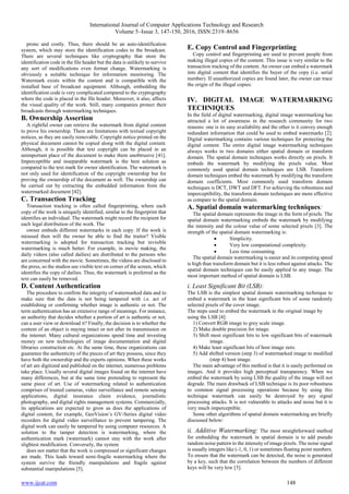 Digital Watermarking Applications and Techniques: A Brief Review | PDF