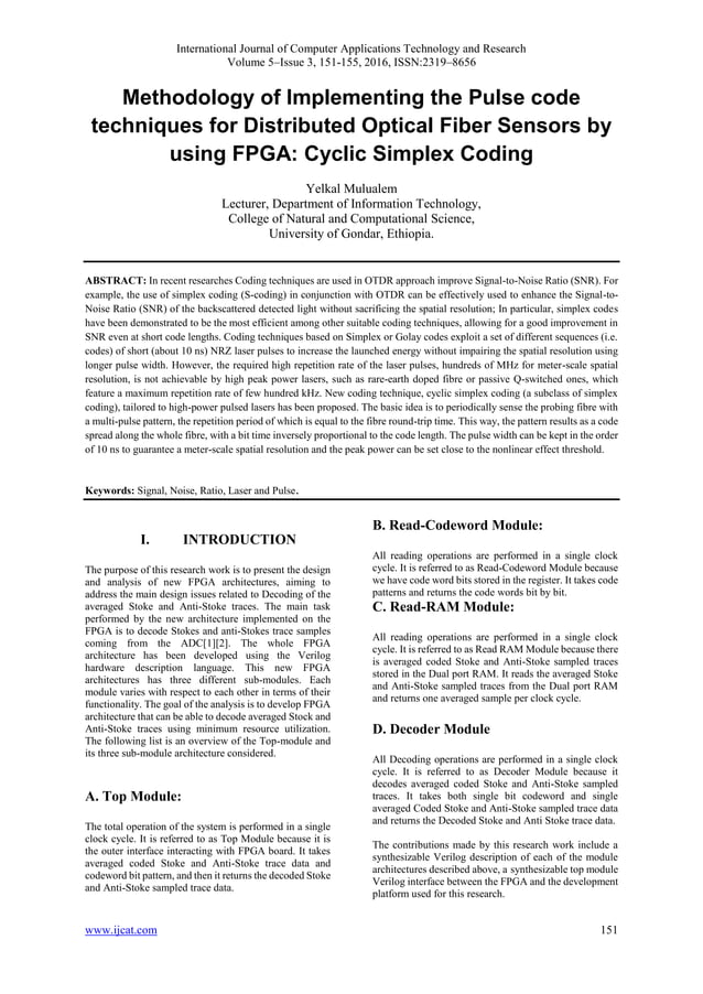 Methodology of Implementing the Pulse code techniques for Distributed Optical Fiber Sensors by ...