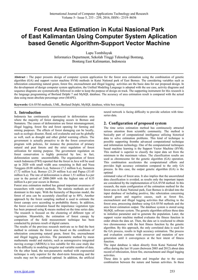 Forest Area Estimation in Kutai Nasional Park of East Kalimantan Using Computer System ...