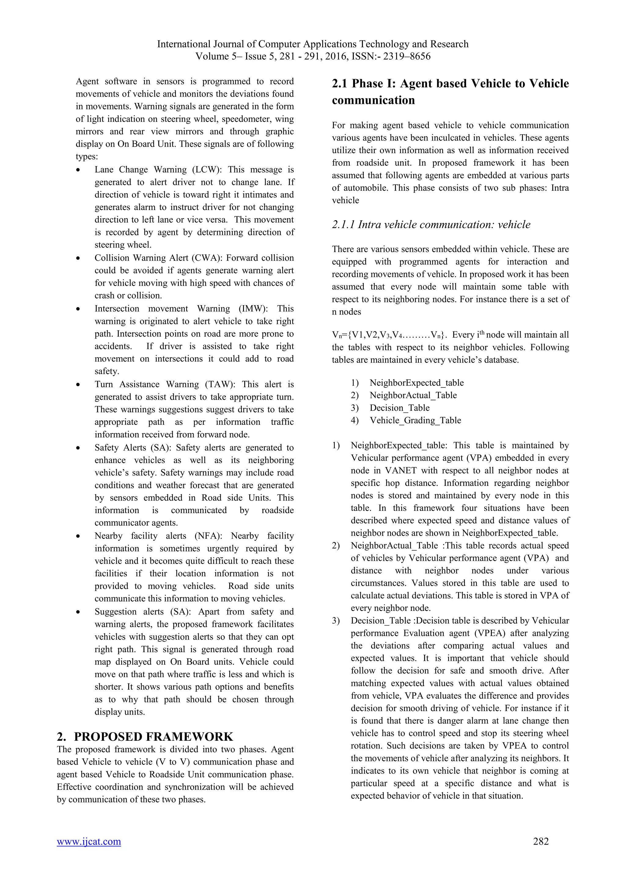 Multi Agent Based Framework For Traffic Monitoring In Vanet Pdf
