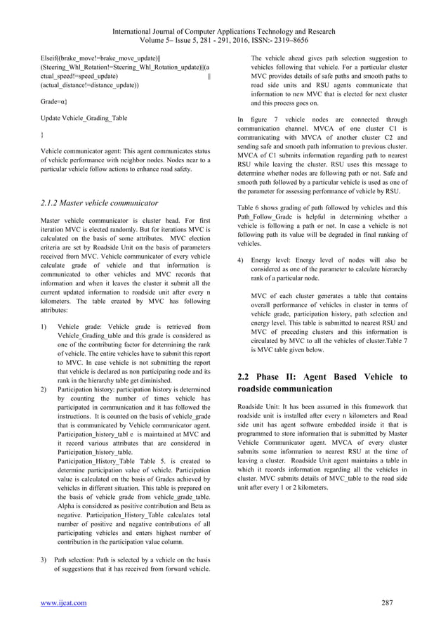 Multi agent based Framework for Traffic monitoring in VANET | PDF