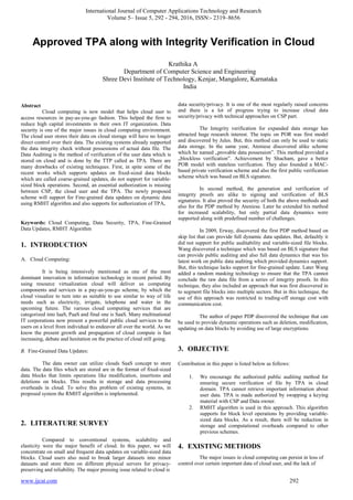 Approved TPA along with Integrity Verification in Cloud | PDF
