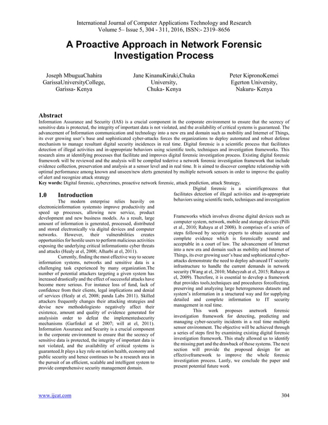 A Proactive Approach in Network Forensic Investigation Process | PDF | Internet | Computing