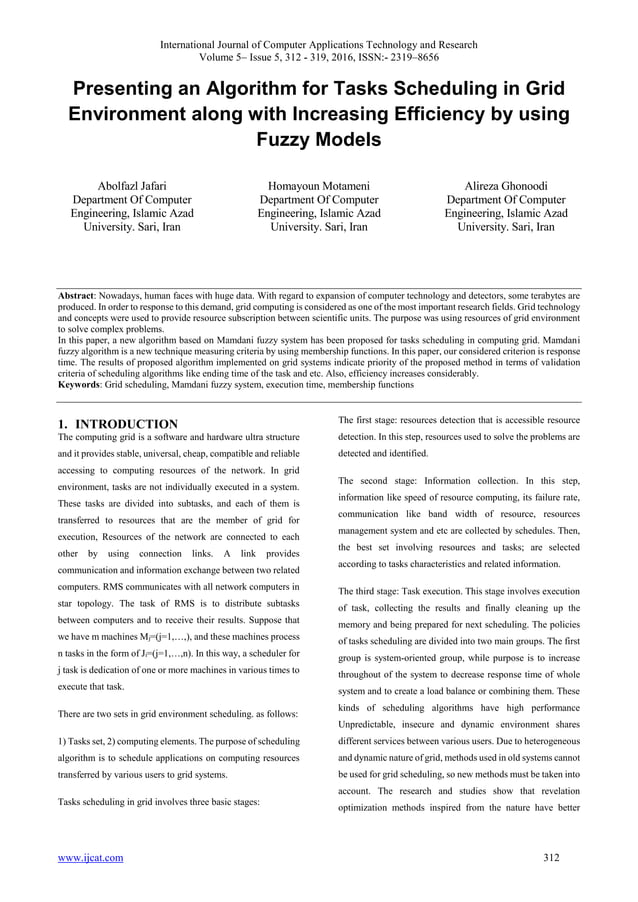 Presenting an Algorithm for Tasks Scheduling in Grid Environment along with Increasing ...