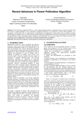 Recent Advances in Flower Pollination Algorithm | PDF