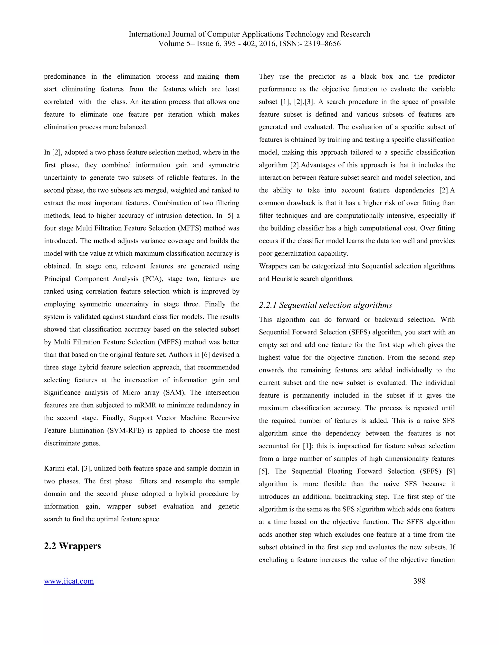 A Review On Feature Selection Methods For Classification Tasks Pdf