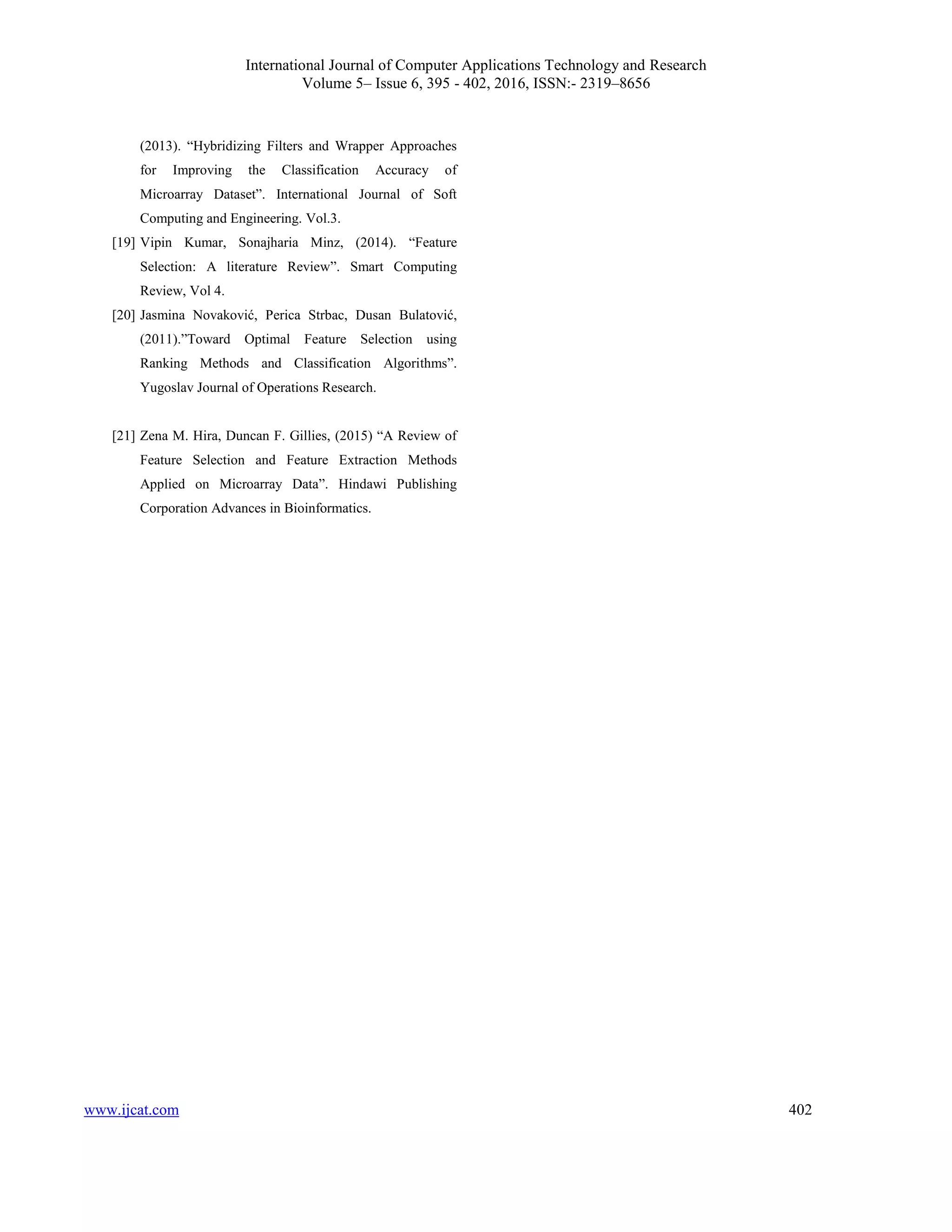 A Review On Feature Selection Methods For Classification Tasks Pdf