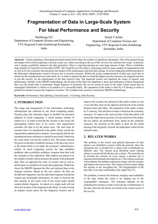 Fragmentation of Data in Large-Scale System For Ideal Performance and ...