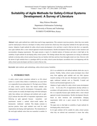 Suitability of Agile Methods for Safety-Critical Systems Development: A ...