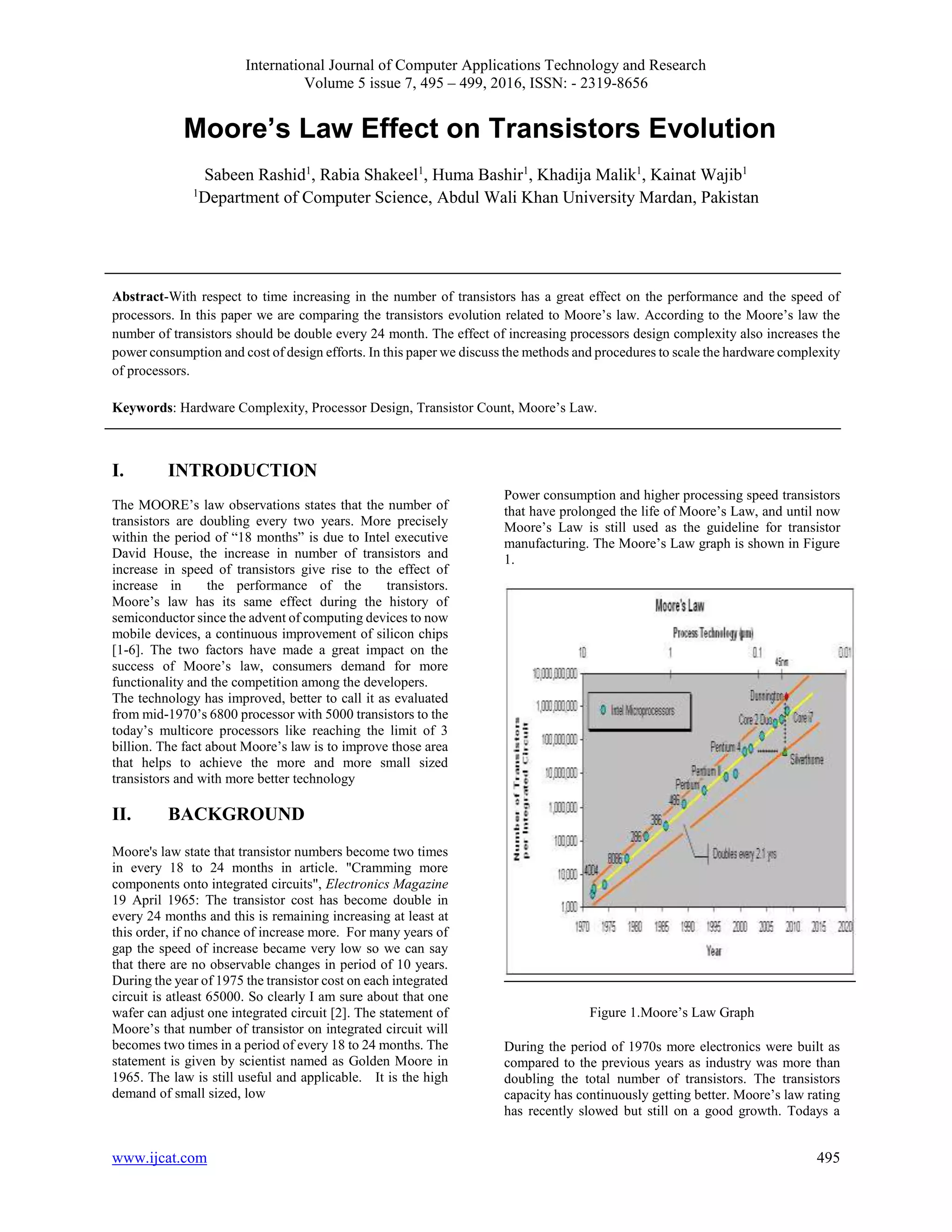 Moore’s Law Effect on Transistors Evolution | PDF