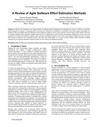 A Review of Agile Software Effort Estimation Methods | PDF