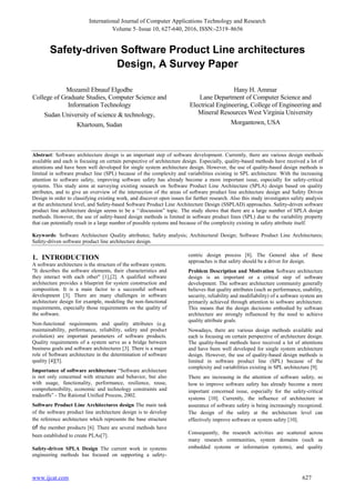 Safety-driven Software Product Line architectures Design, A Survey ...