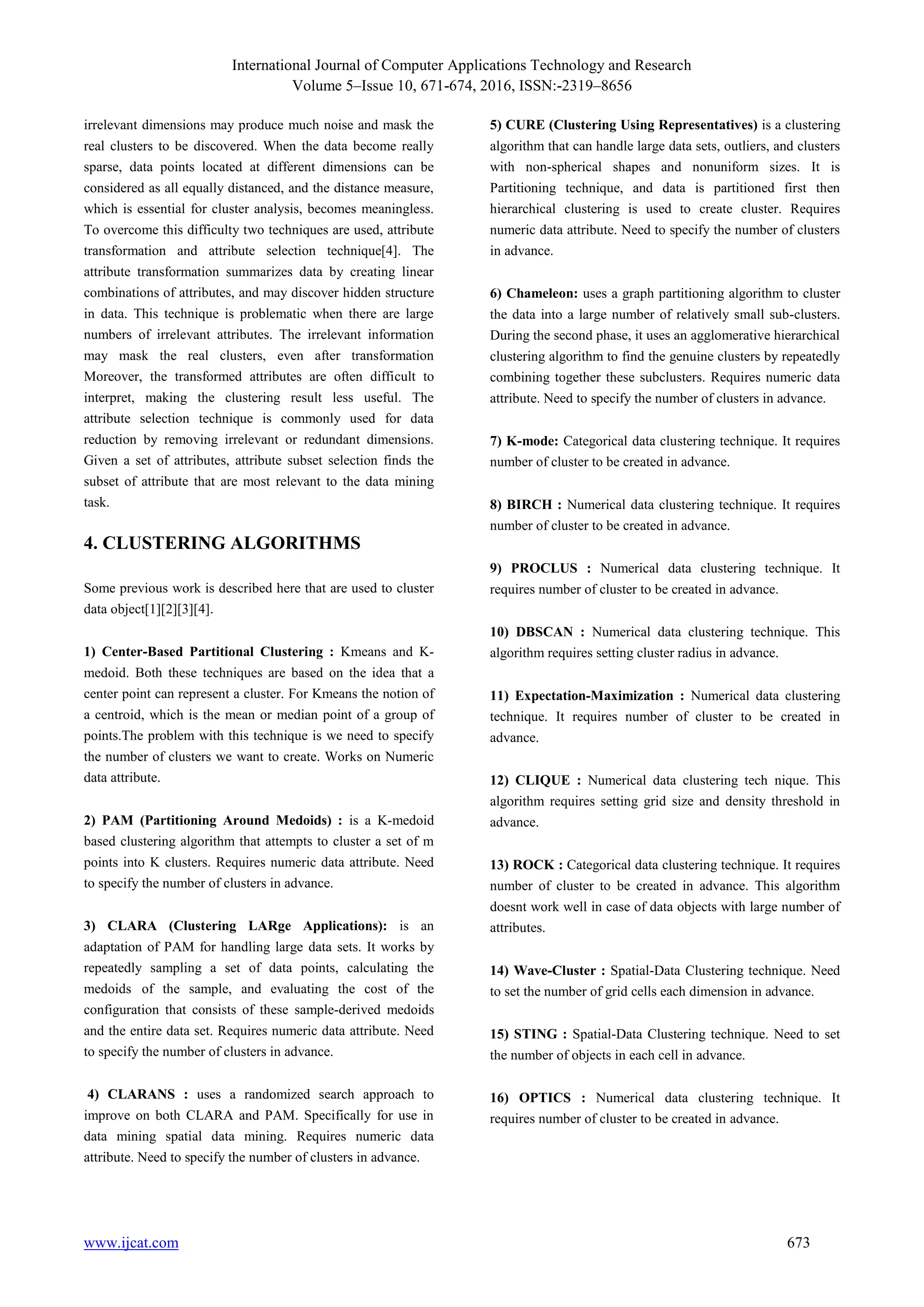 Literature Survey: Clustering Technique | PDF Literature Survey: Clustering Technique | PDF
