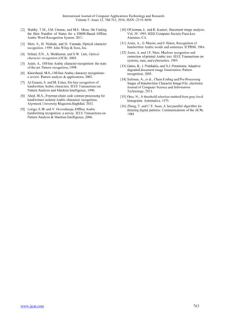 Preprocessing Phase for Offline Arabic Handwritten Character Recognition | PDF