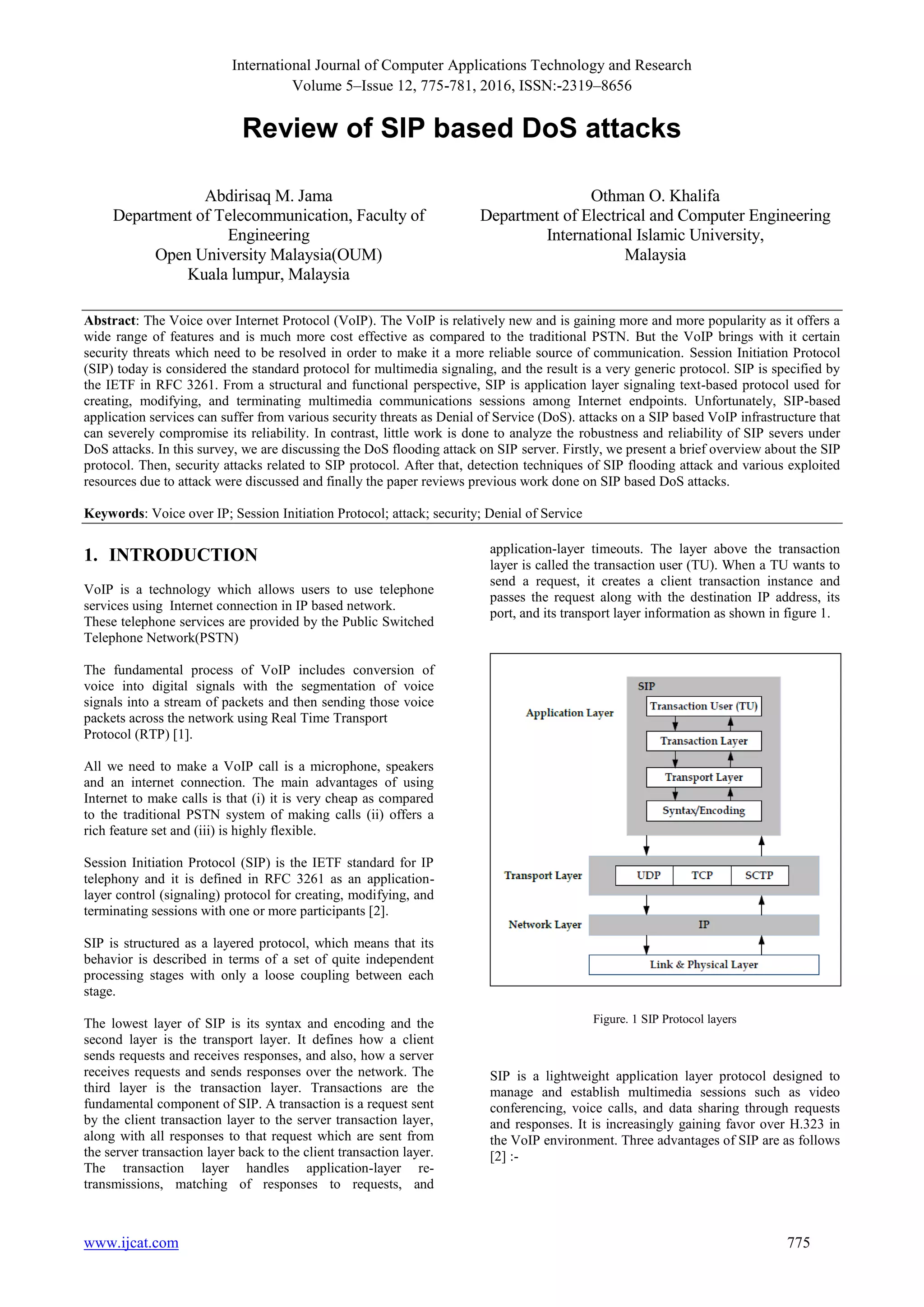 Review of SIP based DoS attacks | PDF | Computer Networking | Computing