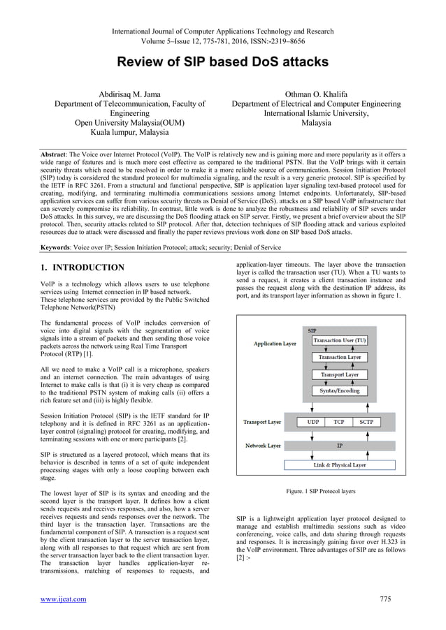 Review of SIP based DoS attacks | PDF | Computer Networking | Computing