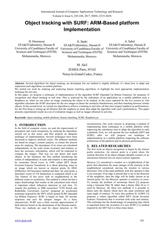 Object tracking with SURF: ARM-Based platform Implementation | PDF