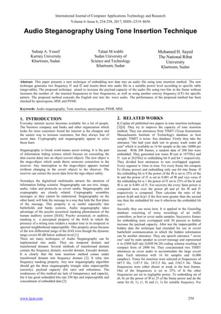 Audio Steganography Using Tone Insertion Technique | PDF