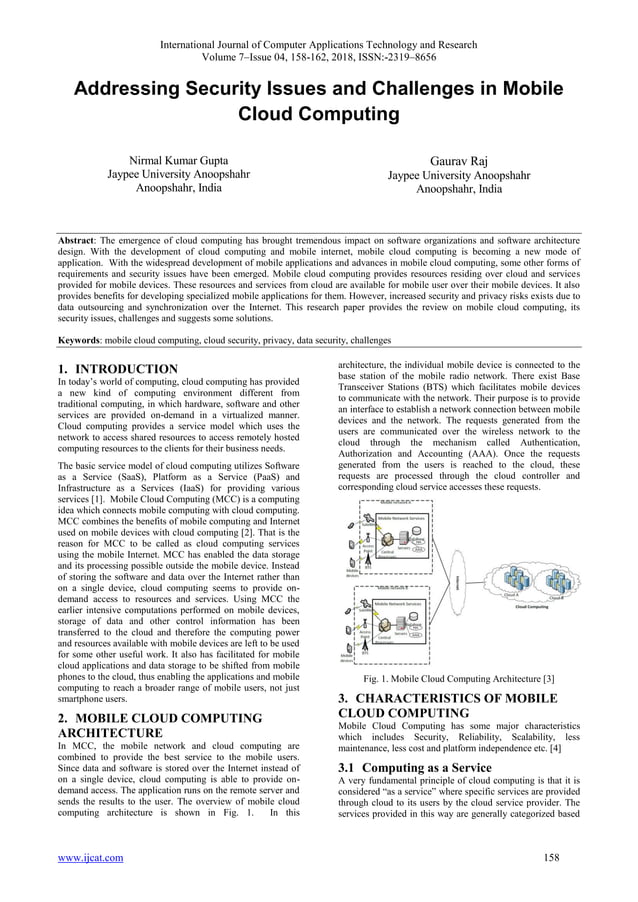 Addressing Security Issues And Challenges In Mobile Cloud Computing Pdf