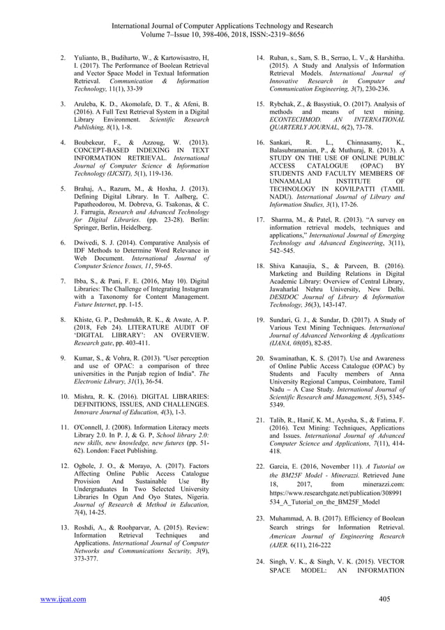 Text Mining in Digital Libraries using OKAPI BM25 Model | PDF