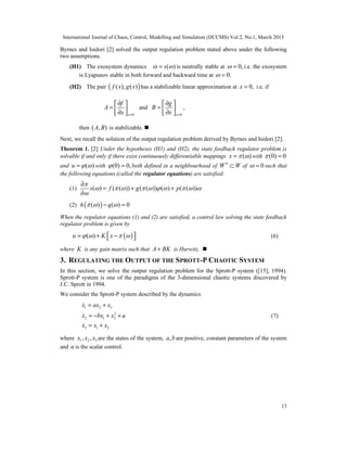 Active Controller Design for Regulating the Output of the Sprott-P System | PDF