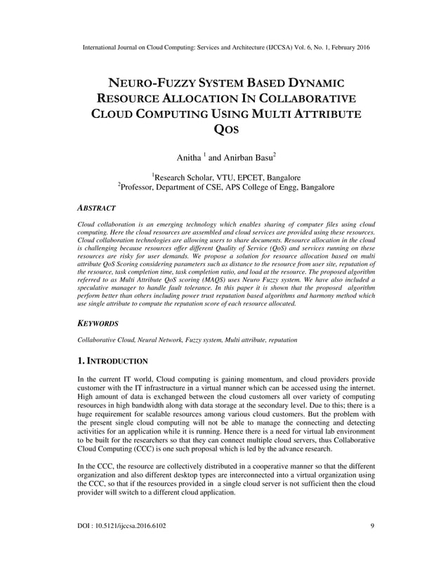 Neuro Fuzzy System Based Dynamic Resource Allocation In Collaborative Cloud Computing Using