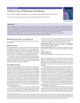 A rare case of hamman syndrome with pneumomediastinum | PDF
