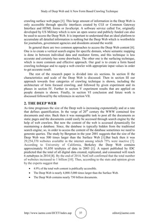 STUDY OF DEEP WEB AND A NEW FORM BASED CRAWLING TECHNIQUE | PDF