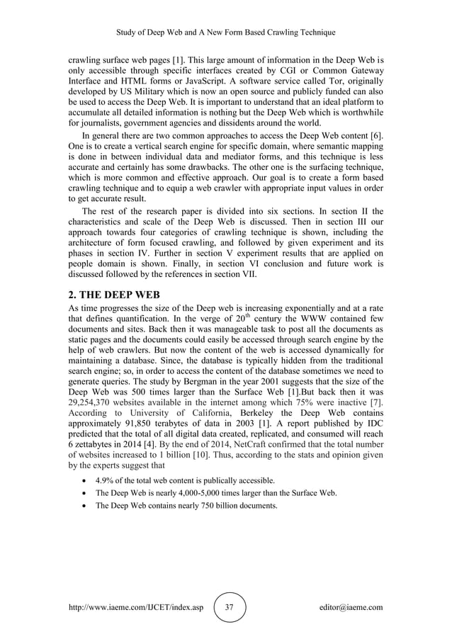 STUDY OF DEEP WEB AND A NEW FORM BASED CRAWLING TECHNIQUE | PDF