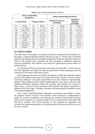 OPTIMAL ECONOMIC LOAD DISPATCH USING FUZZY LOGIC & GENETIC ALGORITHMS | PDF