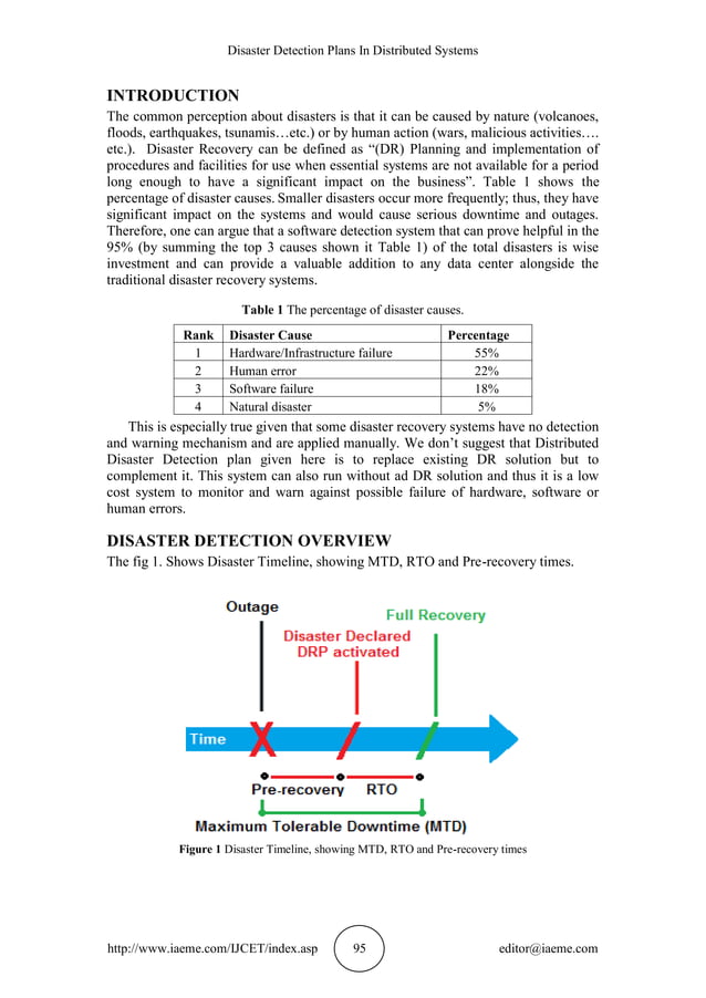 DISASTER DETECTION PLANS IN DISTRIBUTED SYSTEMS | PDF