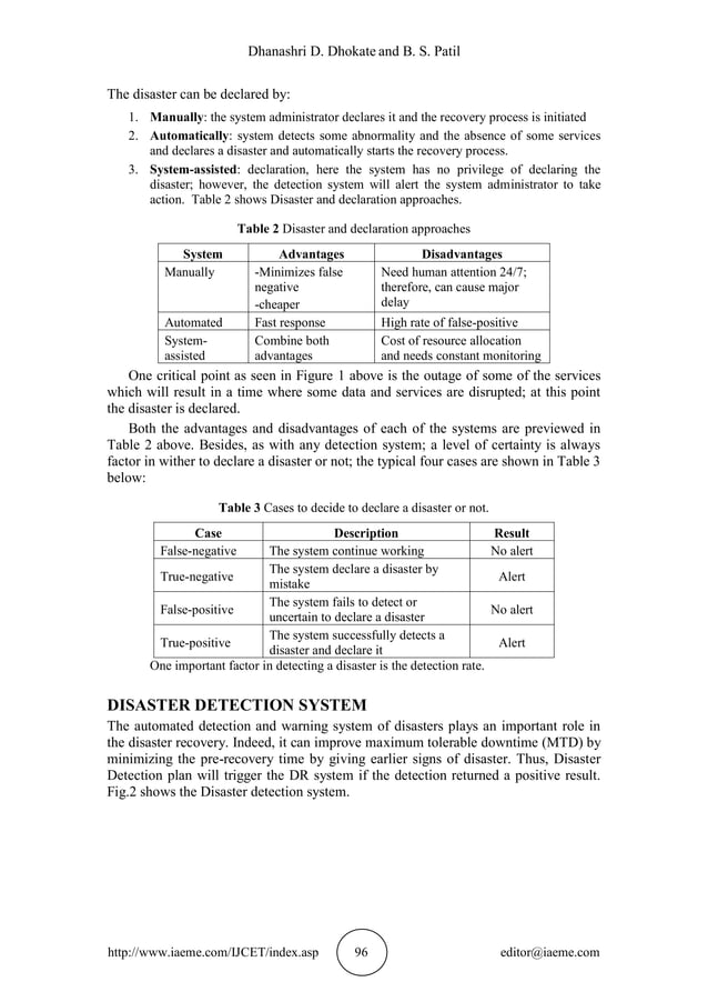 DISASTER DETECTION PLANS IN DISTRIBUTED SYSTEMS | PDF