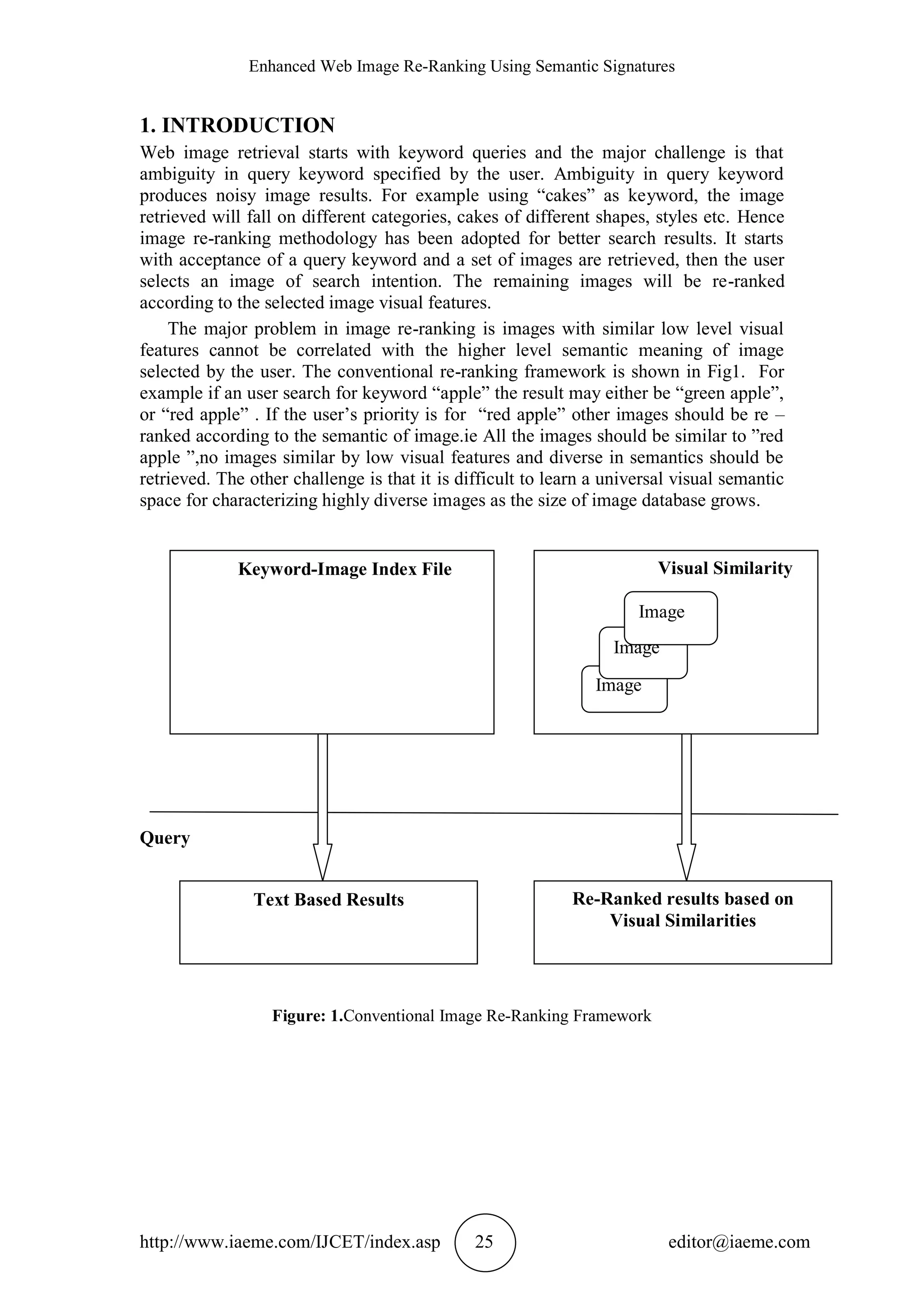 ENHANCED WEB IMAGE RE-RANKING USING SEMANTIC SIGNATURES | PDF