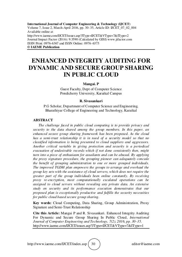 ENHANCED INTEGRITY AUDITING FOR DYNAMIC AND SECURE GROUP SHARING IN P…