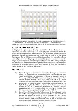 RECOMMENDER SYSTEM FOR DETECTION OF DENGUE USING FUZZY LOGIC | PDF