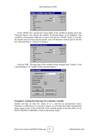 DATA HANDLING FOR SPSS | PDF