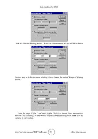 DATA HANDLING FOR SPSS | PDF