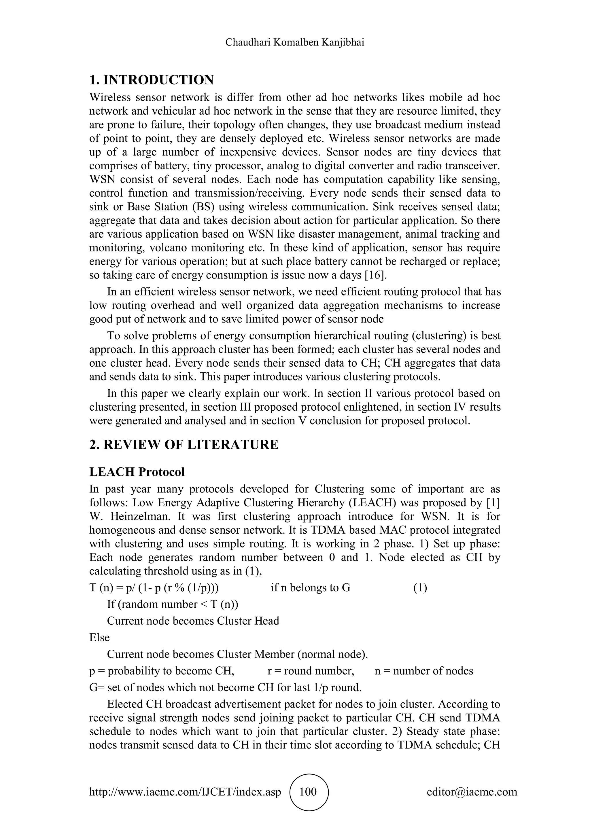 Improvement Of Leach And Its Variants In Wireless Sensor Network Pdf