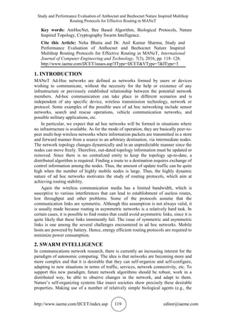 STUDY AND PERFORMANCE EVALUATION OF ANTHOCNET AND BEEHOCNET NATURE INSPIRED MULTIHOP ROUTING ...