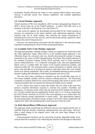 A REVIEW OF MEMORY UTILISATION AND MANAGEMENT RELATED ISSUES IN WIRELESS SENSOR NETWORK ...