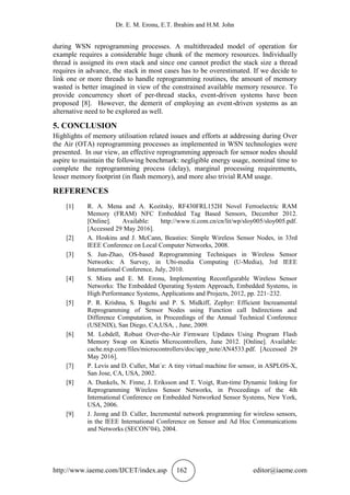 A REVIEW OF MEMORY UTILISATION AND MANAGEMENT RELATED ISSUES IN WIRELESS SENSOR NETWORK ...