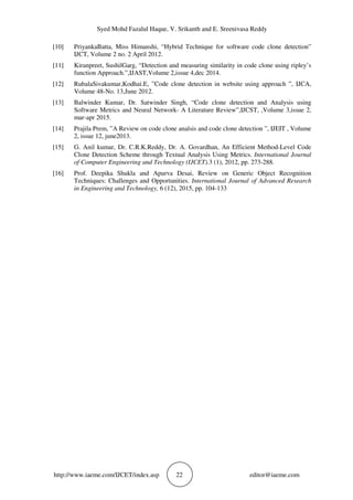 GENERIC CODE CLONING METHOD FOR DETECTION OF CLONE CODE IN SOFTWARE DEVELOPMENT | PDF