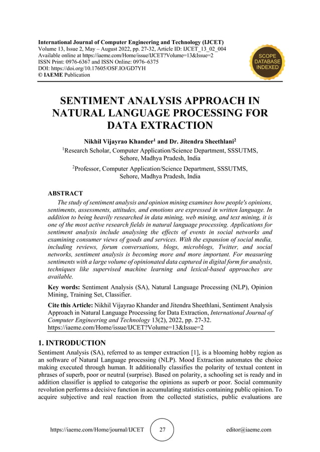 SENTIMENT ANALYSIS APPROACH IN NATURAL LANGUAGE PROCESSING FOR DATA ...
