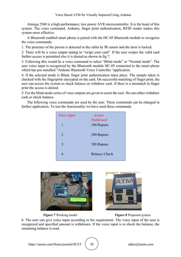 VOICE BASED ATM FOR VISUALLY IMPAIRED USING ARDUINO | PDF