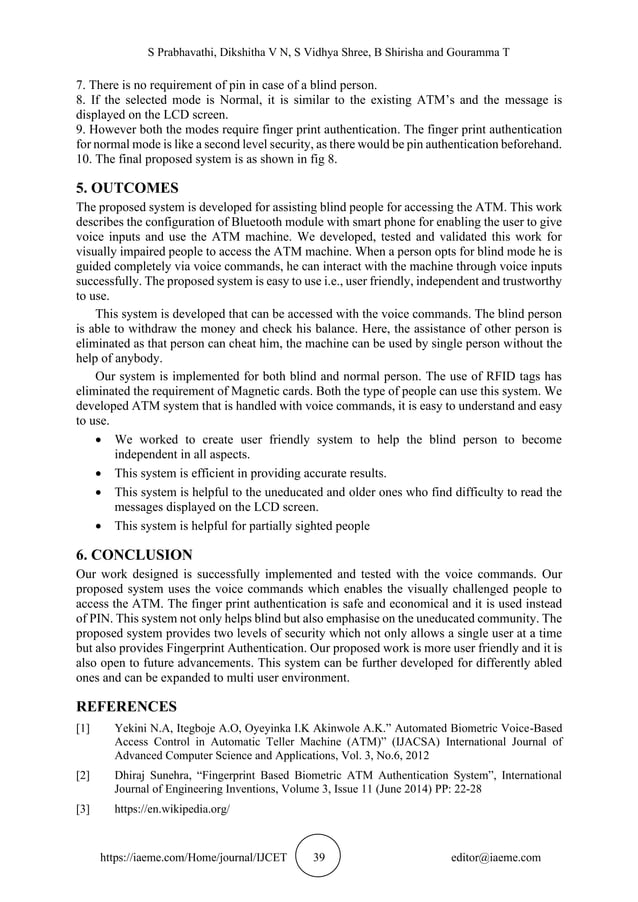 VOICE BASED ATM FOR VISUALLY IMPAIRED USING ARDUINO | PDF