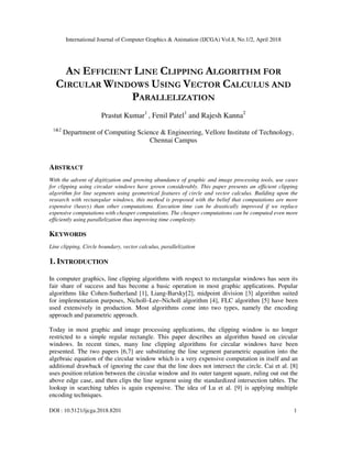 AN EFFICIENT LINE CLIPPING ALGORITHM FOR CIRCULAR WINDOWS USING VECTOR ...
