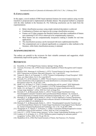 PDE BASED FEATURES FOR TEXTURE ANALYSIS USING WAVELET TRANSFORM | PDF