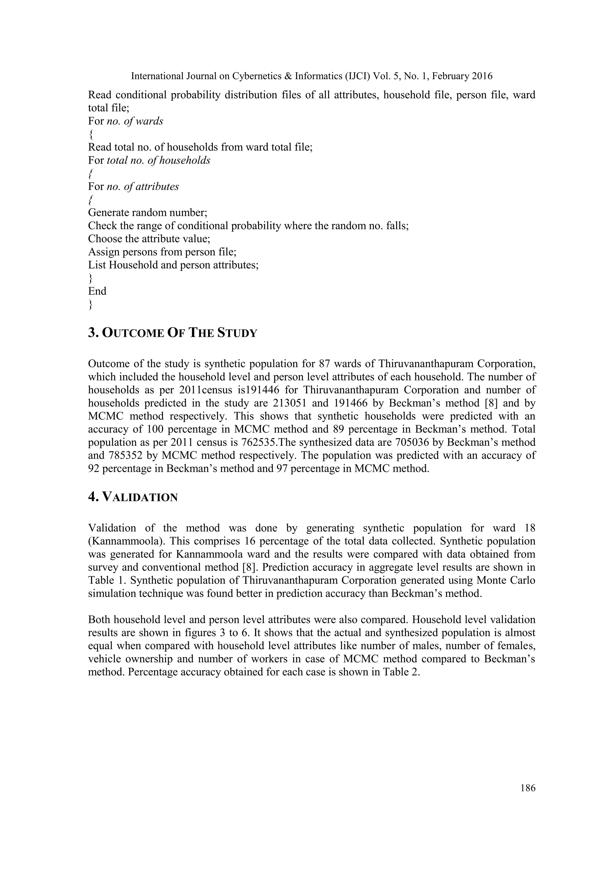 Generation Of Synthetic Population Using Markov Chain Monte Carlo