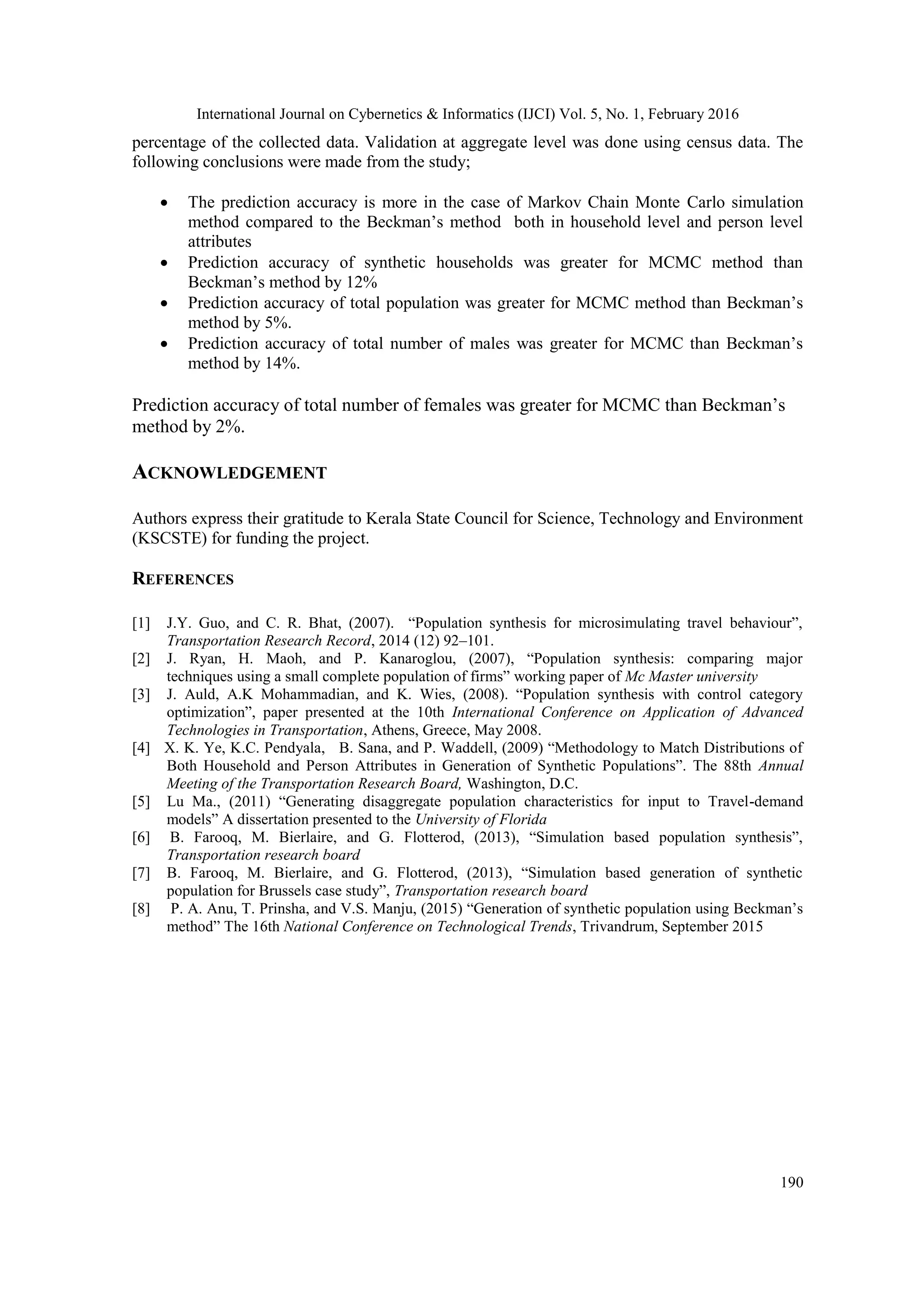 GENERATION OF SYNTHETIC POPULATION USING MARKOV CHAIN MONTE CARLO SIMULATION METHOD | PDF