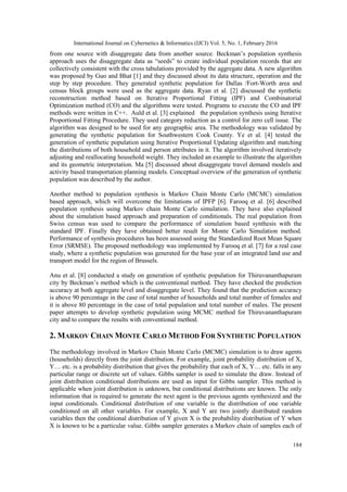 GENERATION OF SYNTHETIC POPULATION USING MARKOV CHAIN MONTE CARLO SIMULATION METHOD | PDF